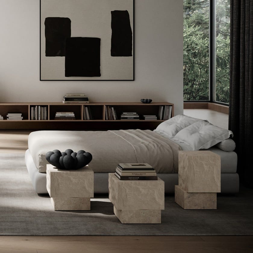 TEMPLE TABLE TALL Calcareous stone high side table By 101 Copenhagen ...