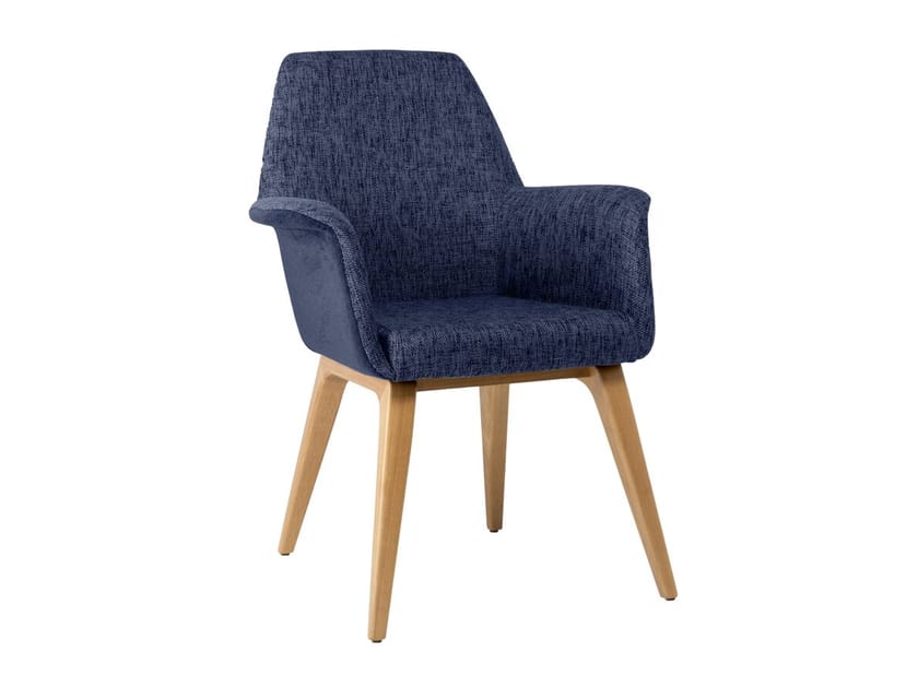 VIVA PO01 Upholstered fabric chair with armrests and beech base By New Life