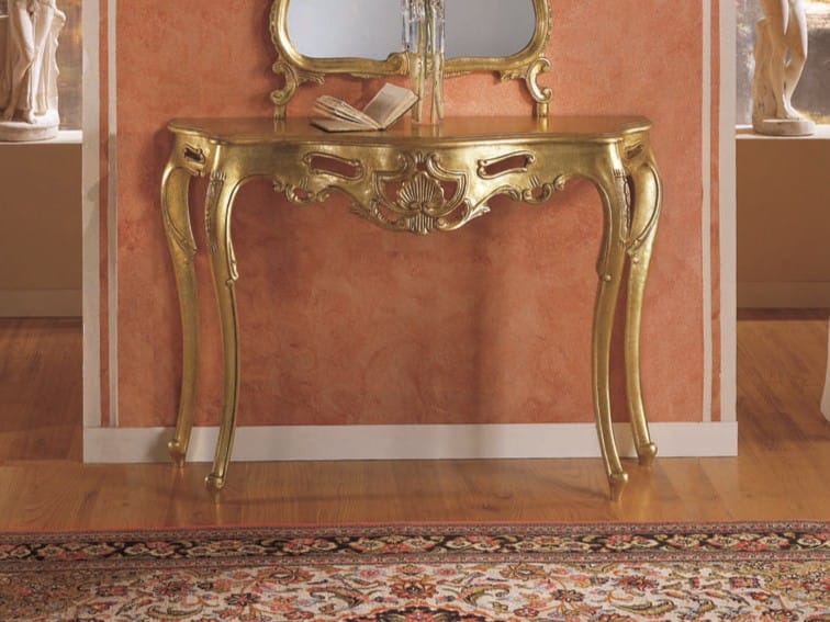 35TH ANNIVERSARY 264-GL Gold leaf console table By SCAPPINI & C