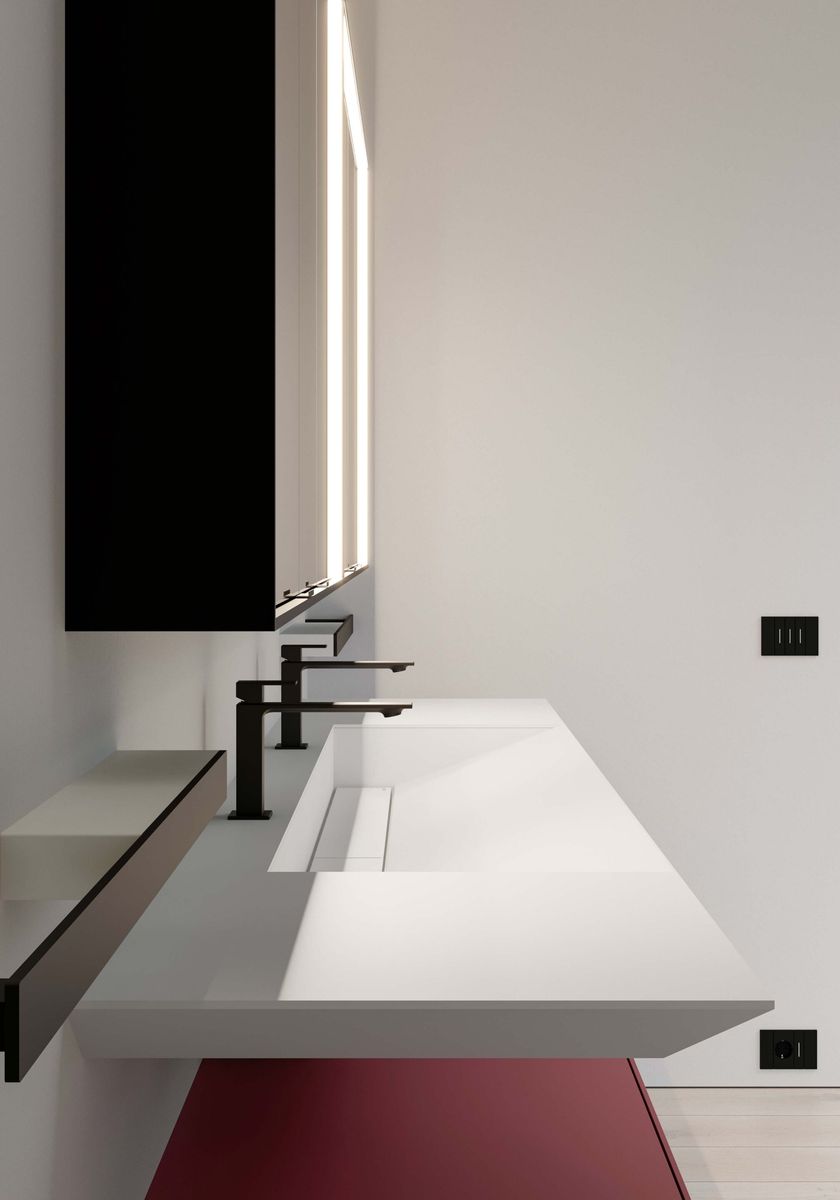 DOGMA Double wall-mounted Corian® vanity unit By Ideagroup