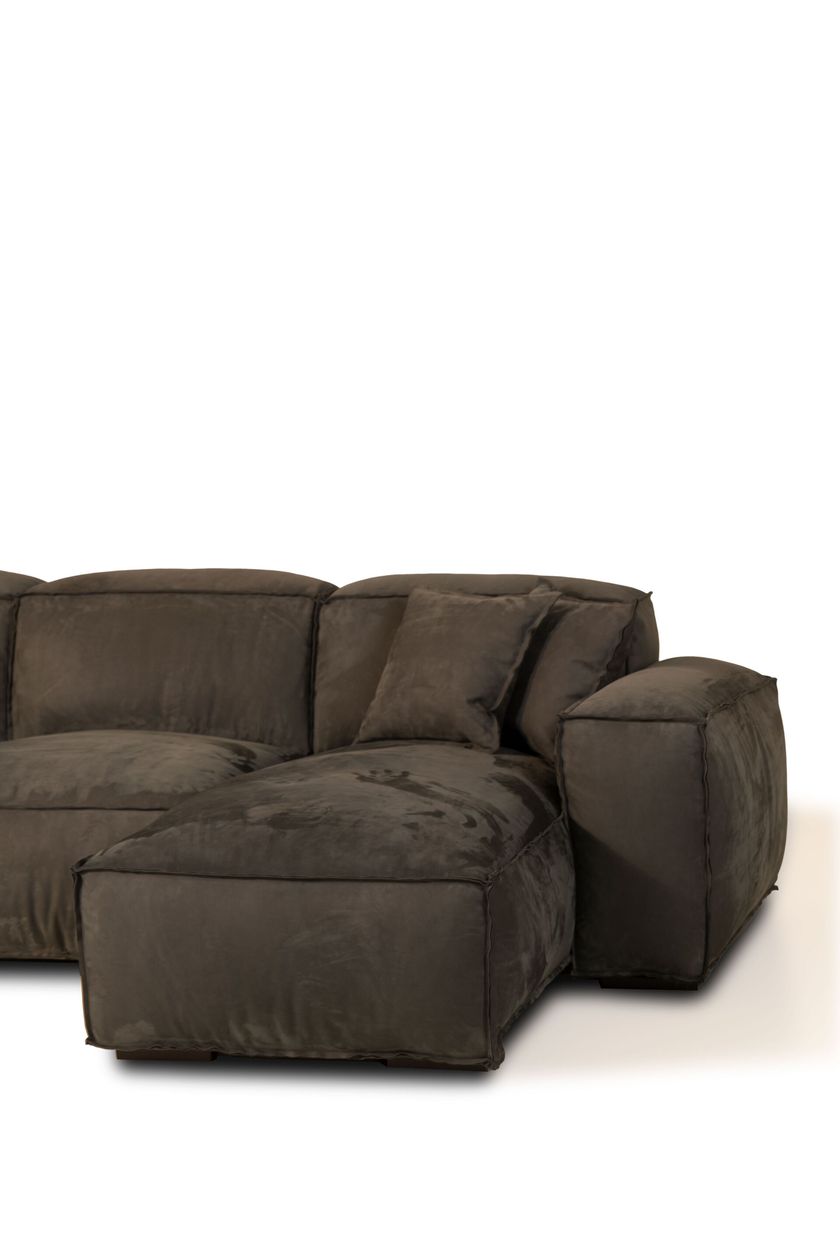 PLACIDO Sectional nabuk sofa with chaise longue By Mantellassi 1926 | design Marco Mantellassi ...