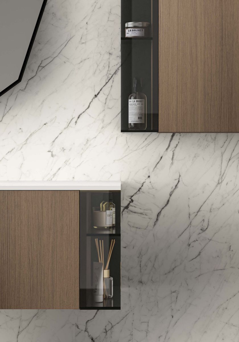 DOGMA Wall-mounted single oak vanity unit with towel rail By Ideagroup