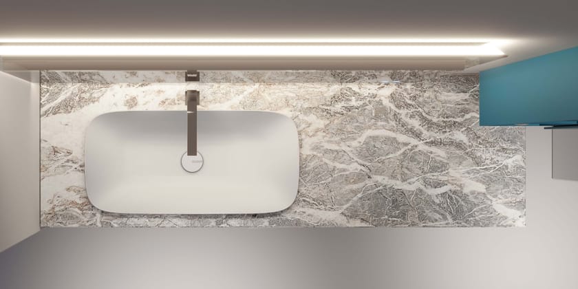 DOGMA Wall-mounted wooden vanity unit with integrated washbasin By ...