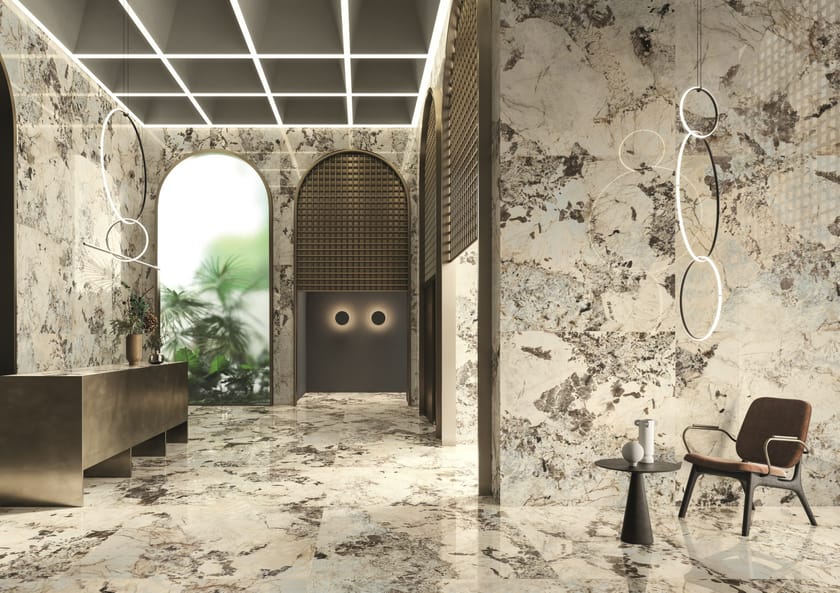 Pavimento/rivestimento in gres porcellanato effetto marmo 9CENTO RIFLESSO BIANCO Collezione ...