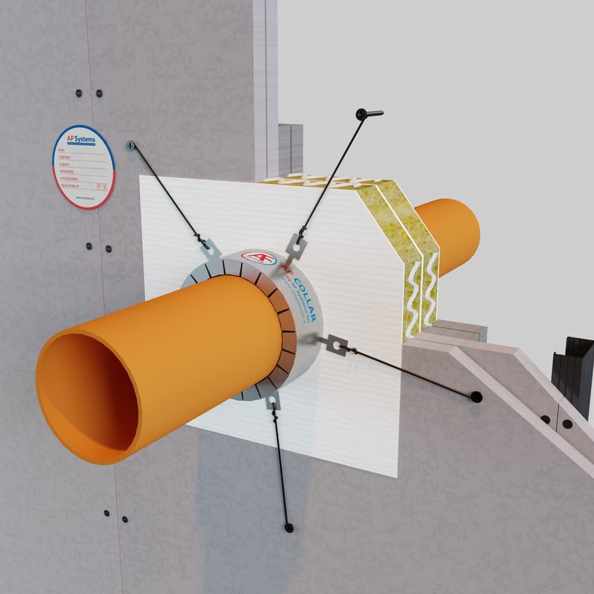 Fireproofing collars for plastic pipes AF COLLAR By AF SYSTEMS