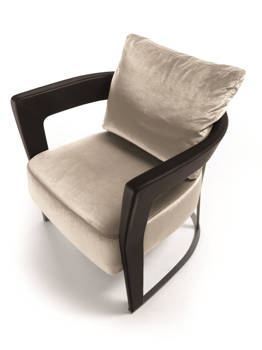 Fabric easy chair with armrests AGATHA By Longhi design Giuseppe Viganò