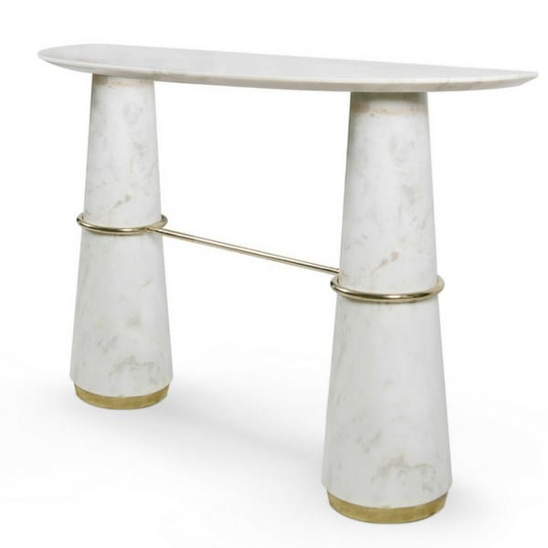 AGRA III Demilune Estremoz marble console table By BRABBU