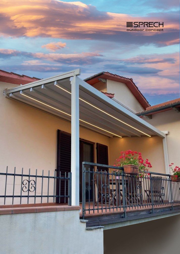 Pergolato in alluminio e PVC con copertura scorrevole VENERE By Sprech