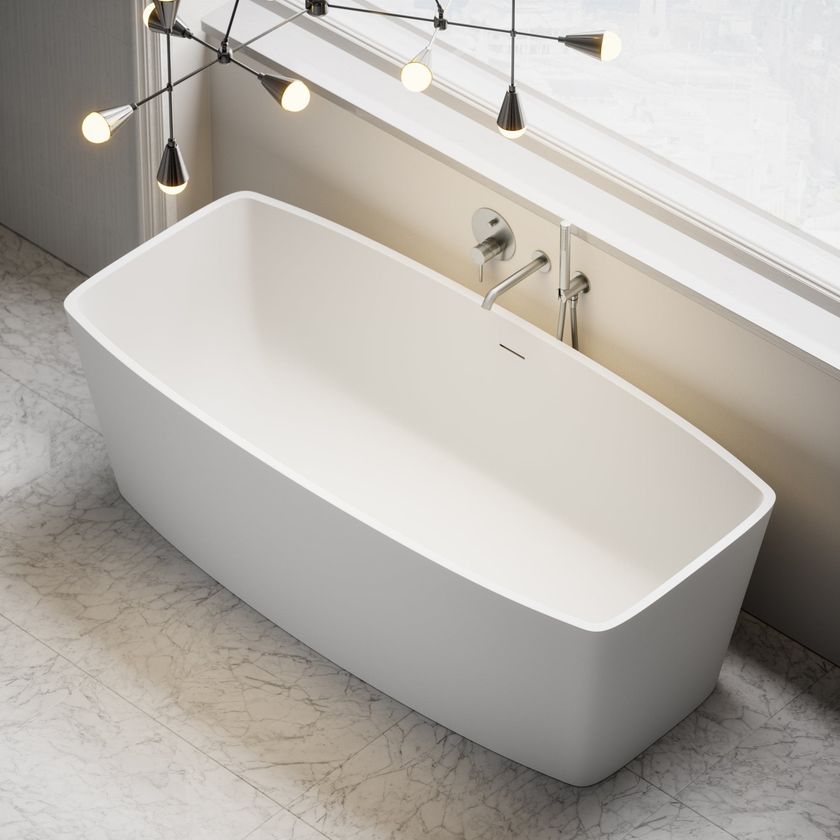 ALBERT Freestanding rectangular Resin Stone bathtub By LUSSO