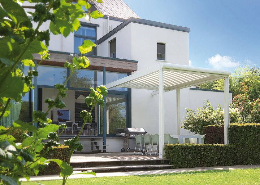 ALGARVE® Motorized pergola with adjustable louvers By RENSON