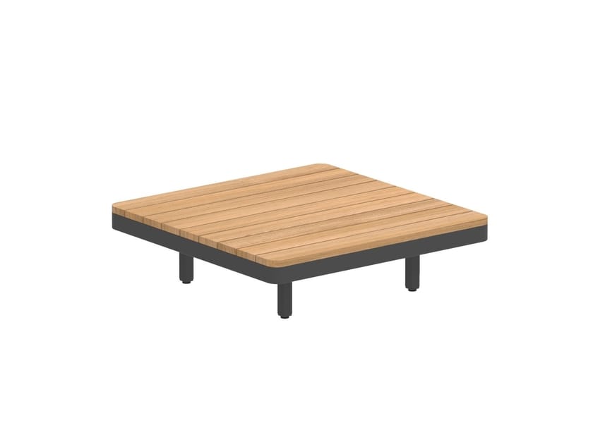 ALURA LOUNGE Square low teak garden side table By Royal Botania