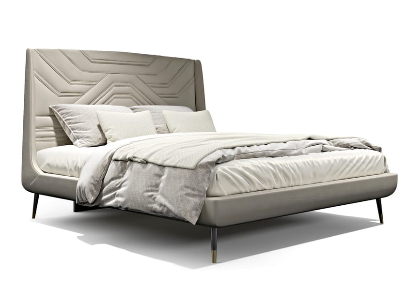 Fabric double bed with upholstered headboard AMÈLIE By Capital Collection
