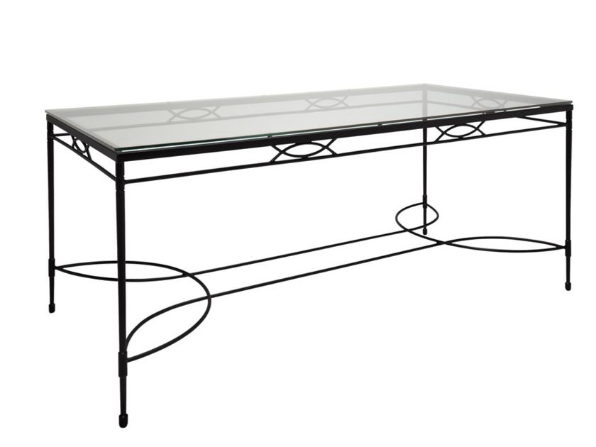 AMALFI Rectangular Glass and Stainless Steel dining table By JANUS et Cie