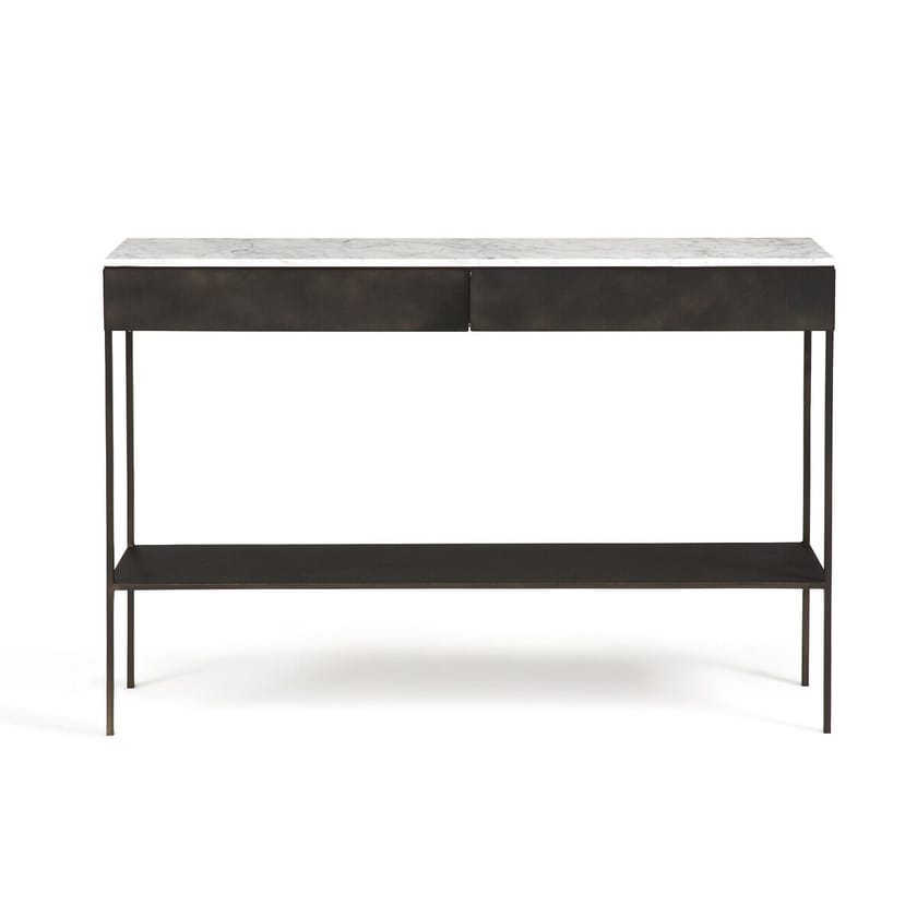FÉBÉE Rectangular Carrara marble console table with drawers By AMPM