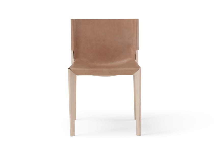 STILT Tanned leather and wood chair By AMURA | design Stefano Grassi