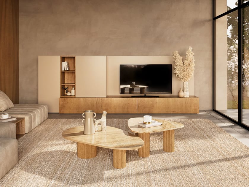 DORIAN Wooden and marble coffee table By ANA ROQUE INTERIORS