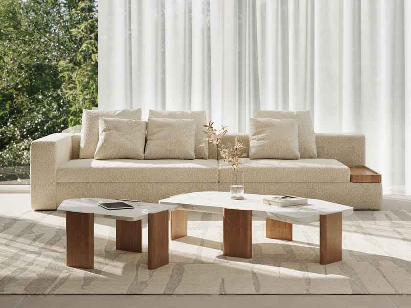SCARLET II Wooden and marble coffee table By ANA ROQUE INTERIORS