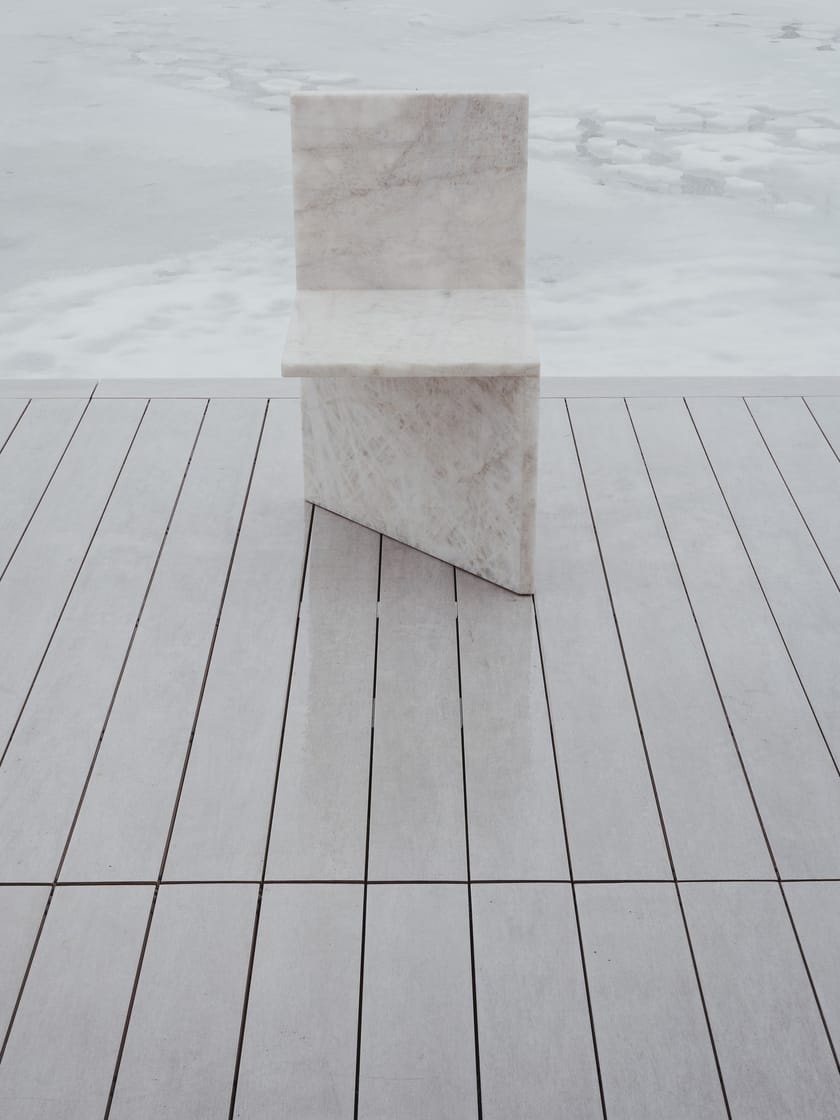 Stone chair AND HERE I SIT By CLASTE design Quinlan Osborne