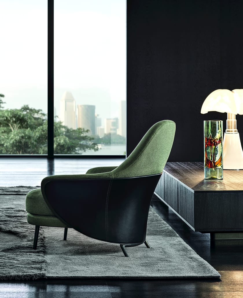 ANGIE Fabric armchair with footstool By Minotti | design GamFratesi
