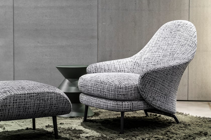 ANGIE Fabric armchair with footstool By Minotti | design GamFratesi