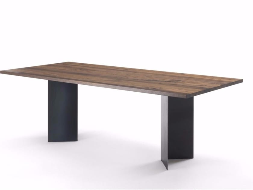 Rectangular solid wood table ANGLE By Riva 1920 design C.R.&S. RIVA1920