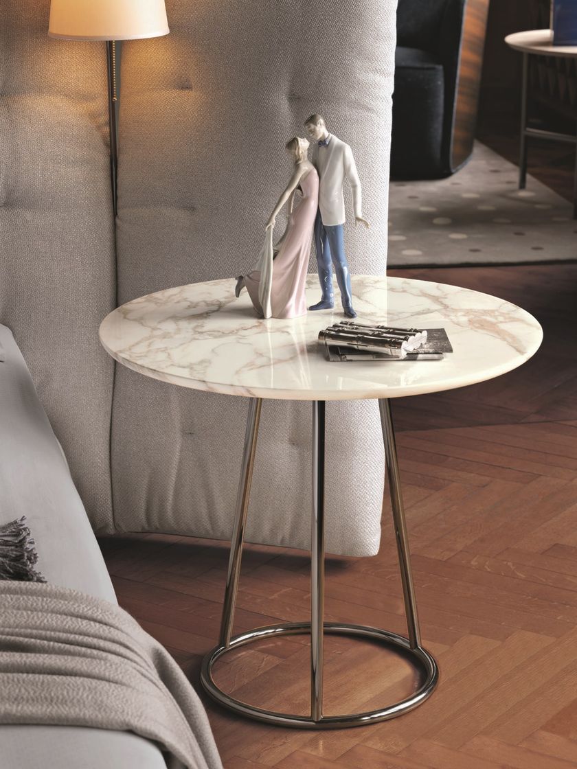 ANGLE Round marble coffee table By Flou