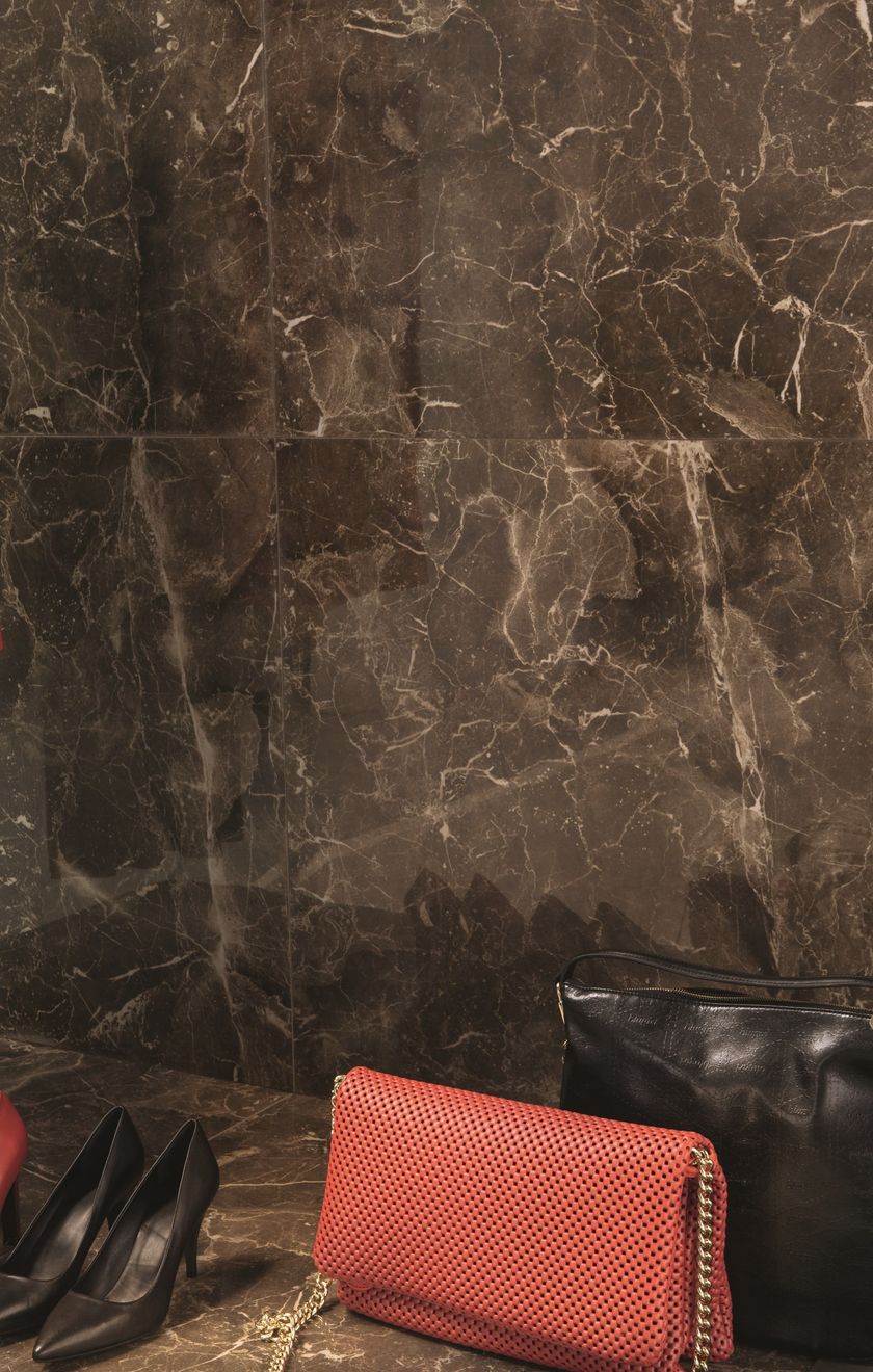 ANIMA DARK EMPERADOR Porcelain stoneware wall/floor tiles with marble ...