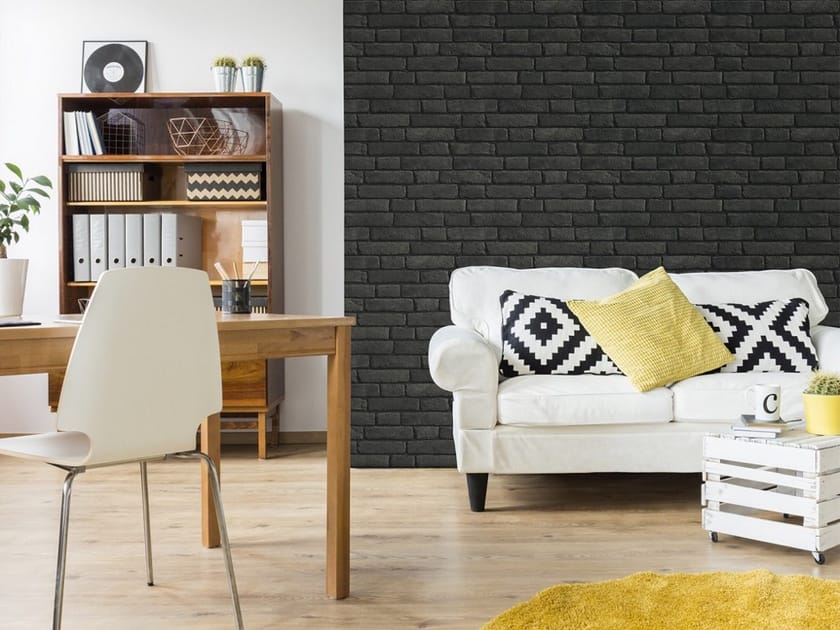 Brick effect wallpaper ANTHRACITE BLACK BRICKS By Koziel