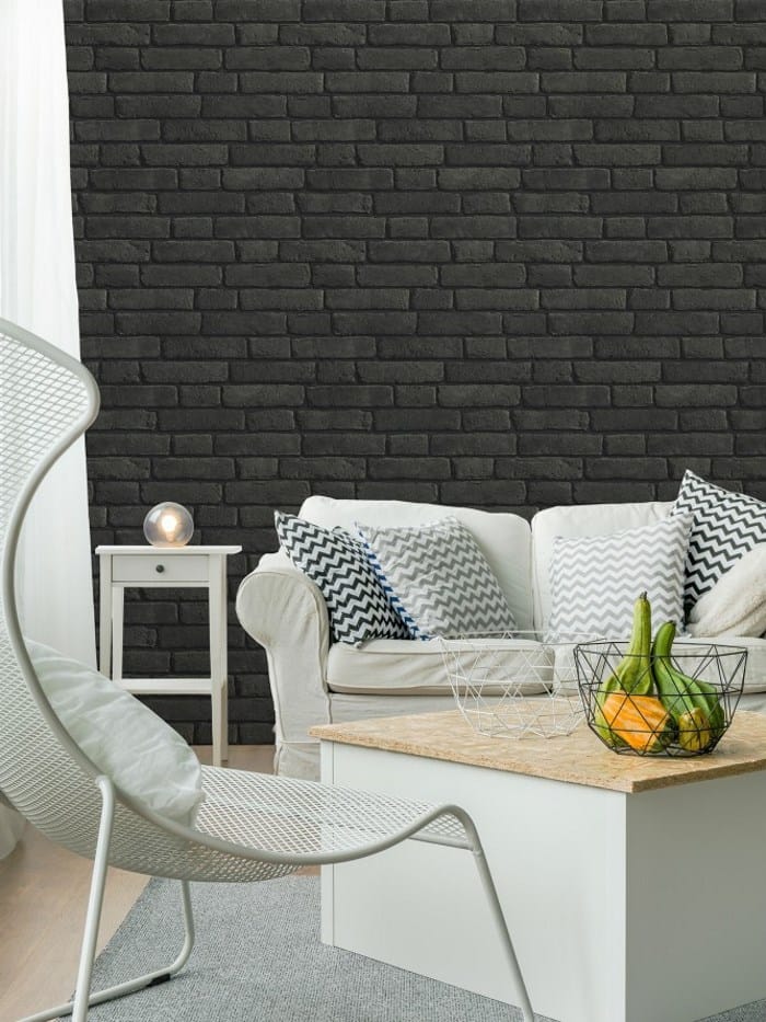 Brick effect wallpaper ANTHRACITE BLACK BRICKS By Koziel