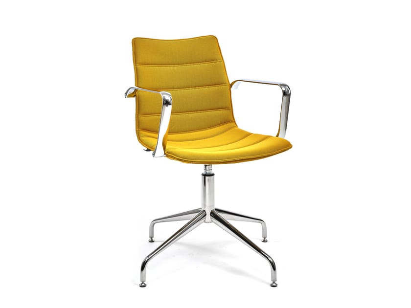 NEBRASKA Trestle-based swivel chair with armrests By AP Factor