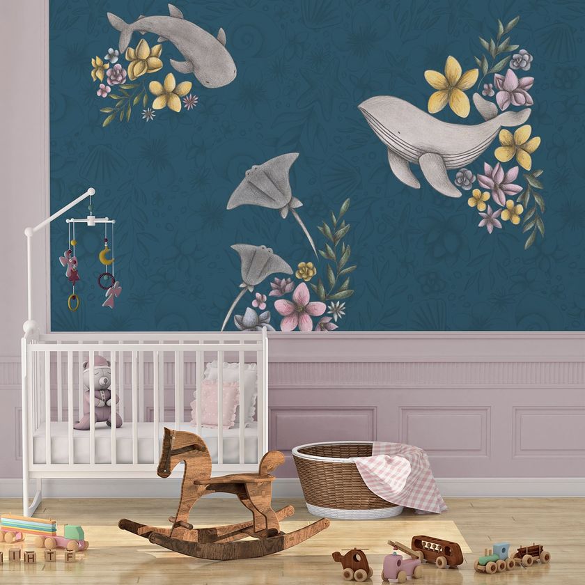 Nonwoven kids wallpaper AQUATICA By Ambientha design Cecilia Battaini