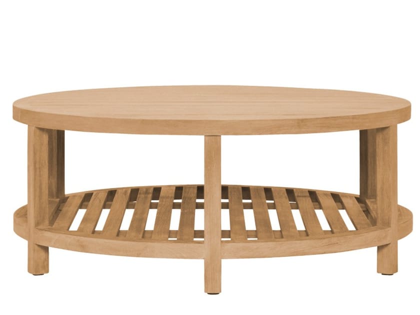 ARBOR Round teak coffee table By JANUS et Cie | design Janice Feldman