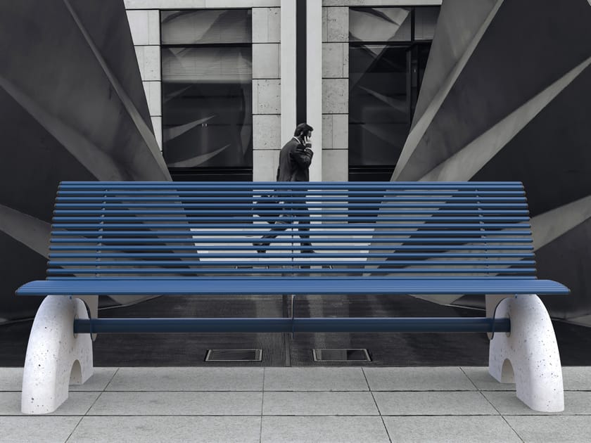 ARCO Steel bench with back By Lazzari