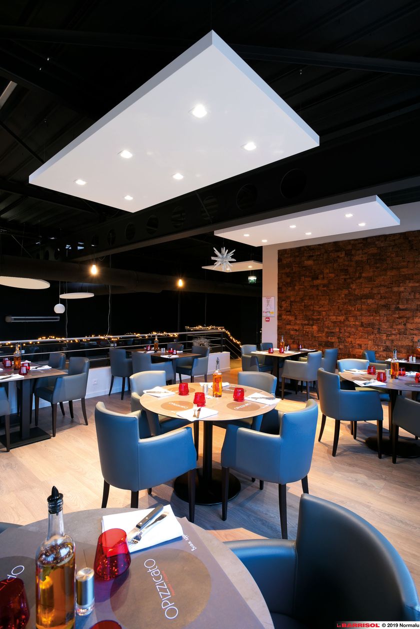 PVC acoustic ceiling clouds BARRISOL® ARCOLIS By BARRISOL