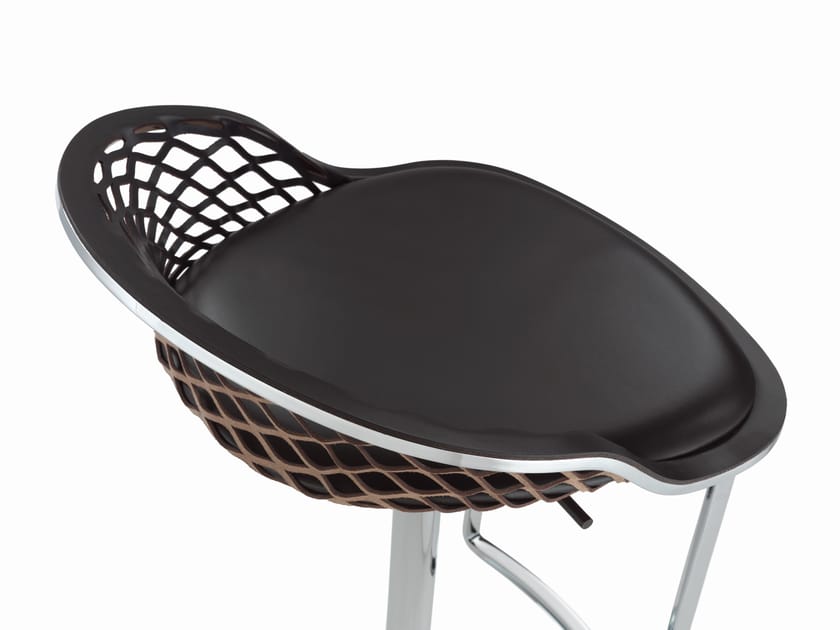 Swivel height-adjustable tanned leather stool ARETÈ AR22 By Busnelli ...