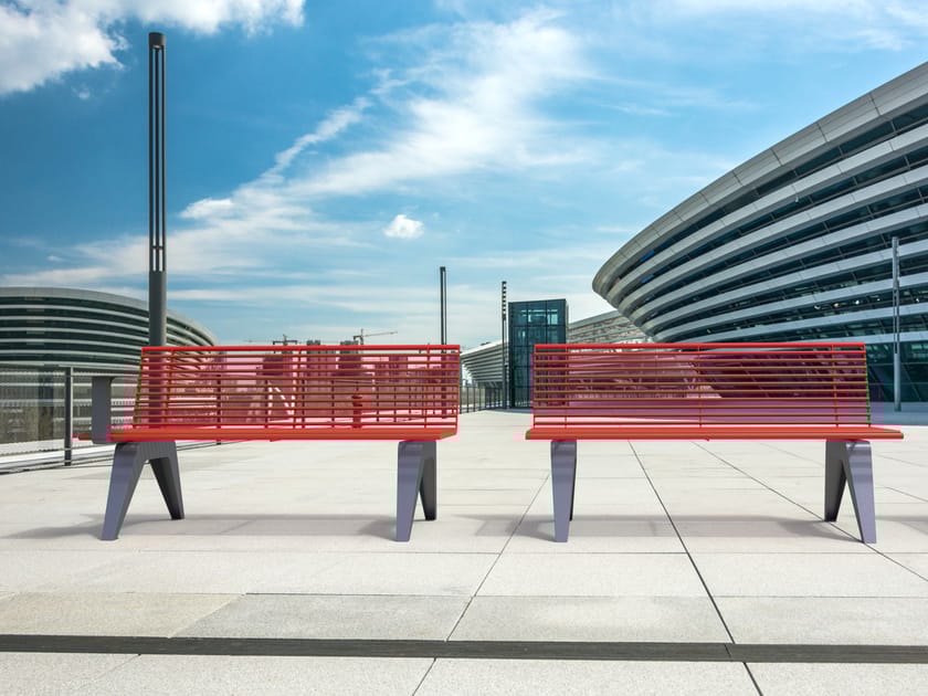 ARIA Steel bench with back By Punto Design | design Gibillero Design