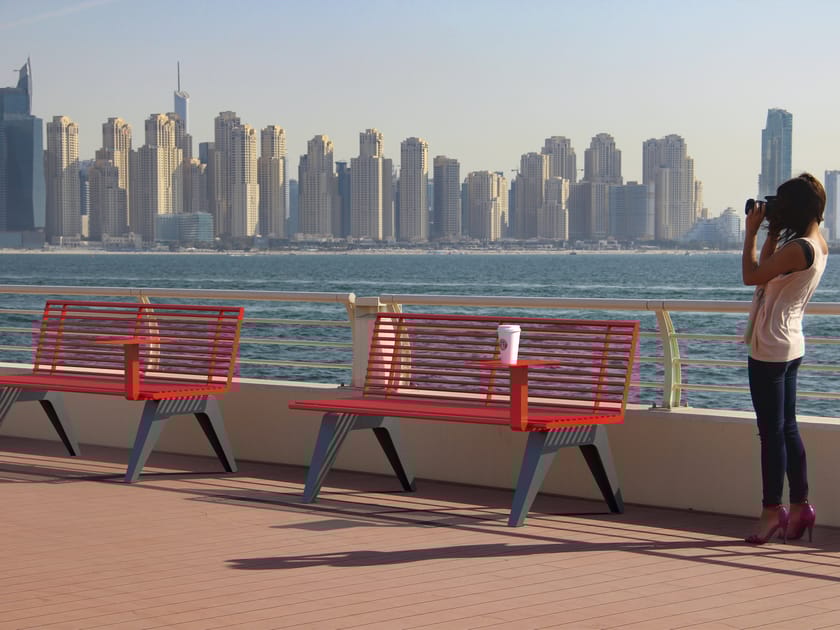 ARIA Steel bench with back By Punto Design | design Gibillero Design