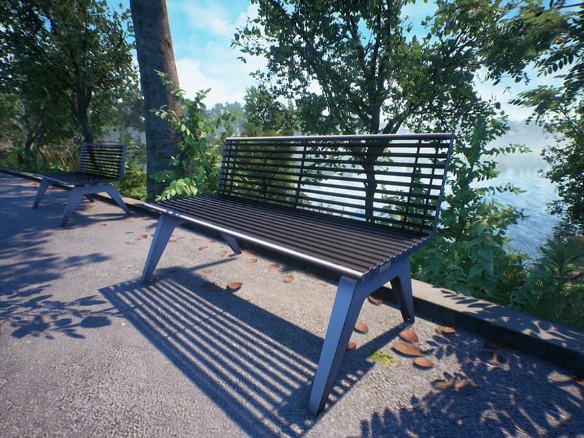 ARIA Steel bench with back By Punto Design | design Gibillero Design