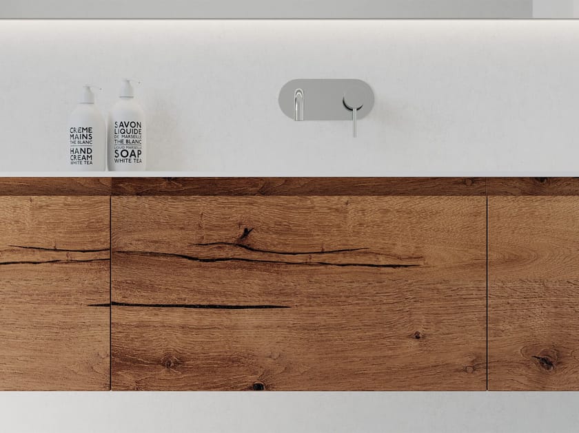 RUSTECH RT11 Single wall-mounted oak vanity unit with drawers By ARTEBA