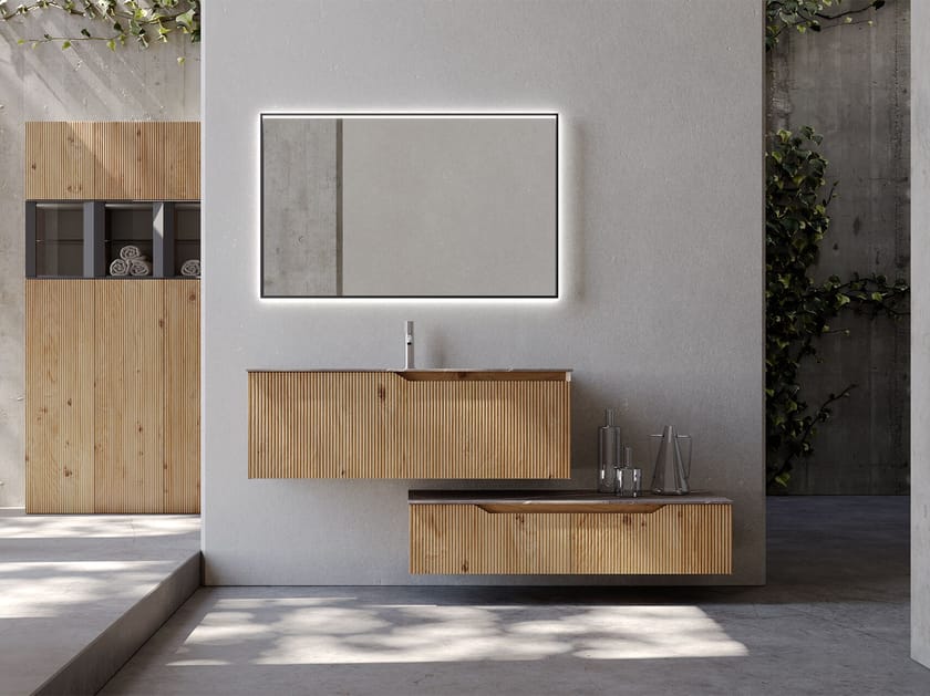 RUSTECH RT24 Wall-mounted oak vanity unit with drawers By ARTEBA