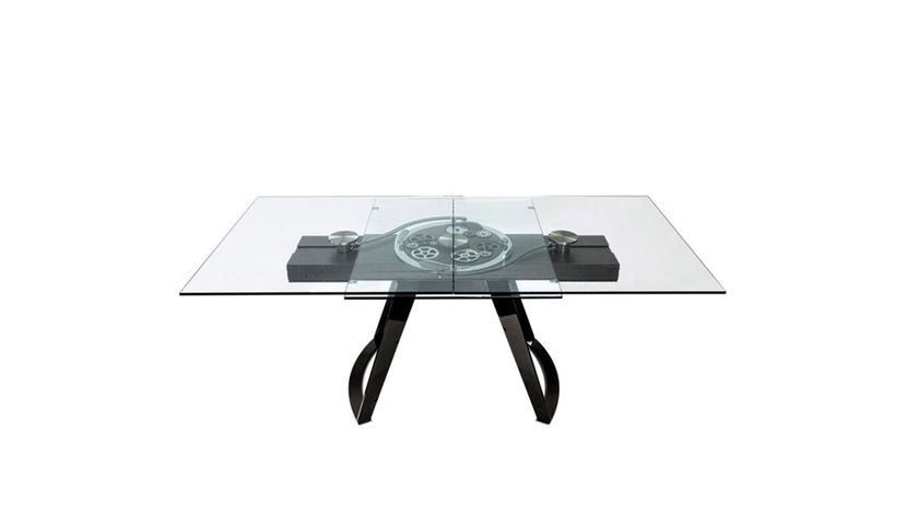 ASTROLAB 2.0 Extending rectangular glass and aluminium table By Roche ...