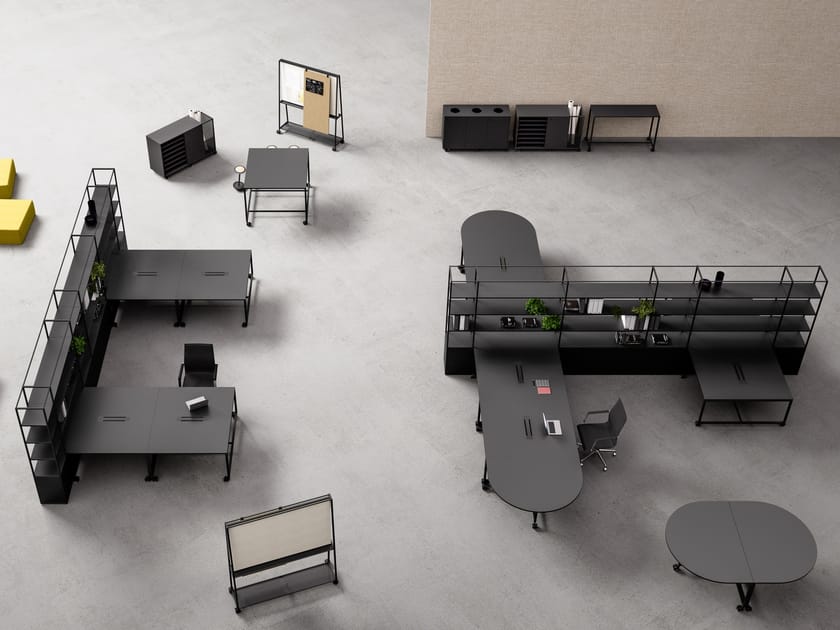 ATELIER Sectional workstation desk with shelves By FANTONI