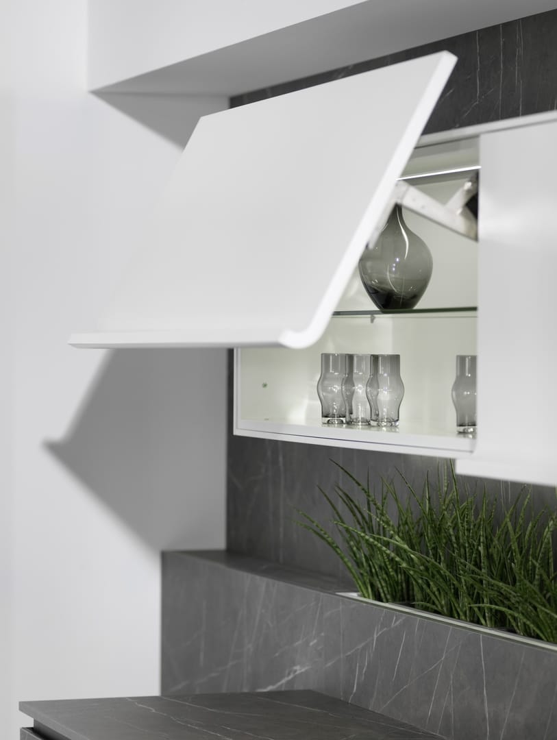 Fitted kitchen without handles ATMOS/FLOO By Rational design Karim Rashid