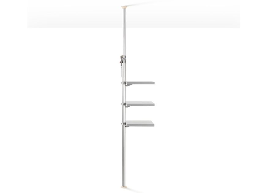 Floor-ceiling mounted Anodized aluminium bookcase AUDREY AUTOPOLE By ALU