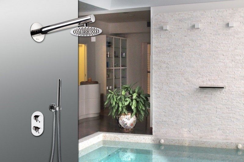 AURORA Stainless steel shower set with hand shower with overhead shower ...