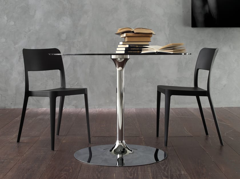 Round glass ceramic dining table AXEL By IDEAS Group