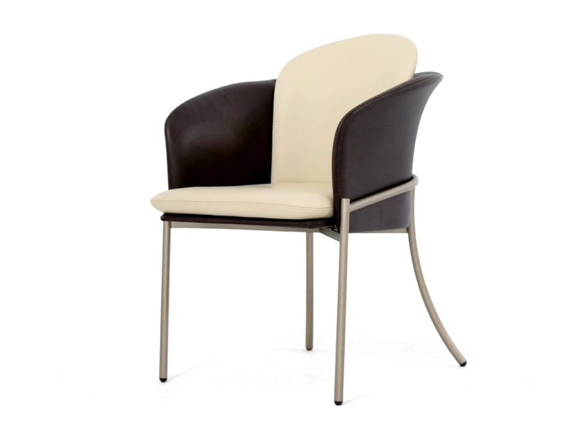 AMORINO Leather chair with armrests By Able