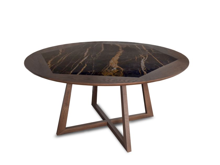 CHARISSA R Round wooden with marble tabletop dining table By Able