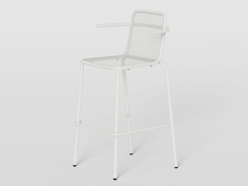 NIZZA High powder coated steel stool with footrest By Altek