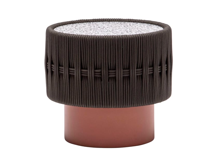 BREZAL ME27000 Round polypropylene rope garden side table By Andreu World